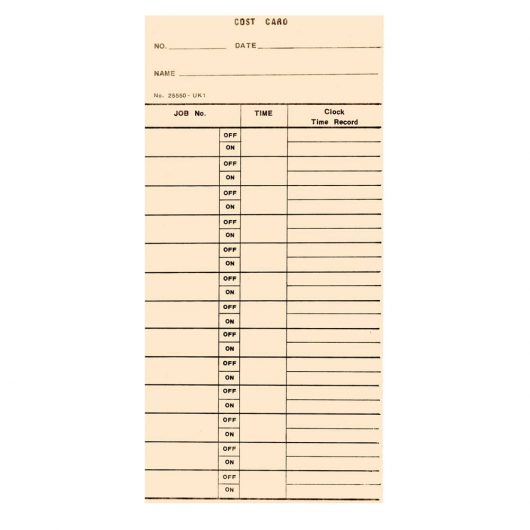 25550/1B Job Costing Cards - 1000 Cards